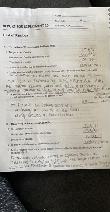 NAME DATE SECTION INSTRUCTOR REPORT FOR EXPERIMENT 25 | Chegg.com