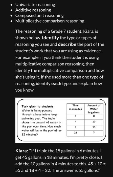 Solved - Univariate reasoning - Additive reasoning - | Chegg.com