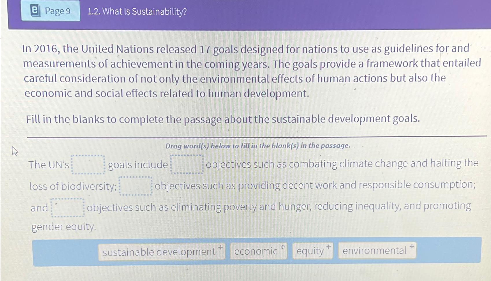 Solved In 2016, ﻿the United Nations released 17 ﻿goals | Chegg.com