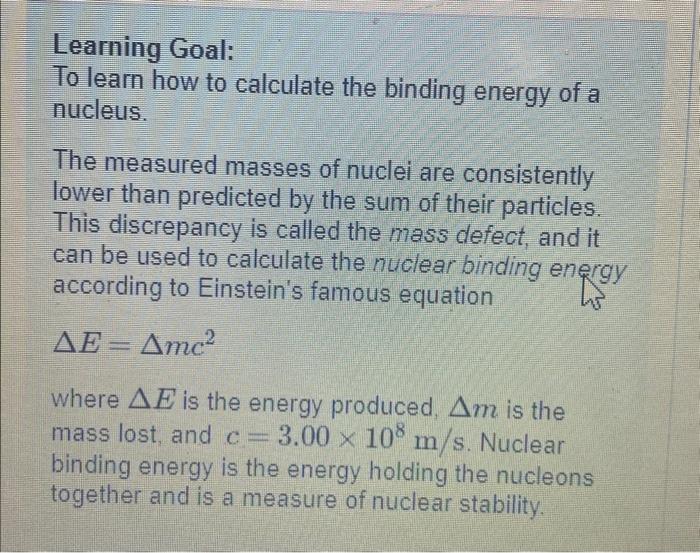 Solved Learning Goal: To learn how to calculate the binding | Chegg.com