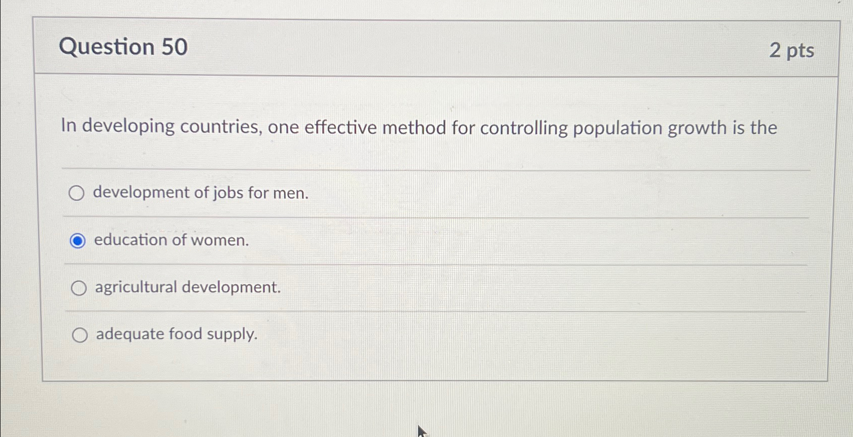Solved Question 502 ﻿ptsIn developing countries, one | Chegg.com