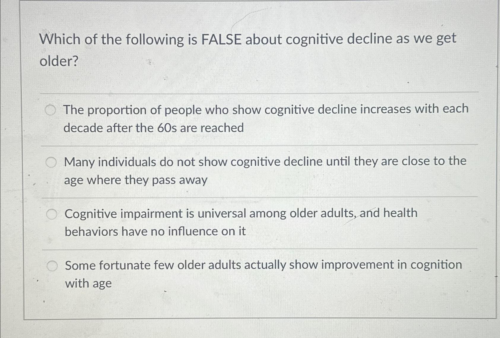 Solved Which of the following is FALSE about cognitive | Chegg.com
