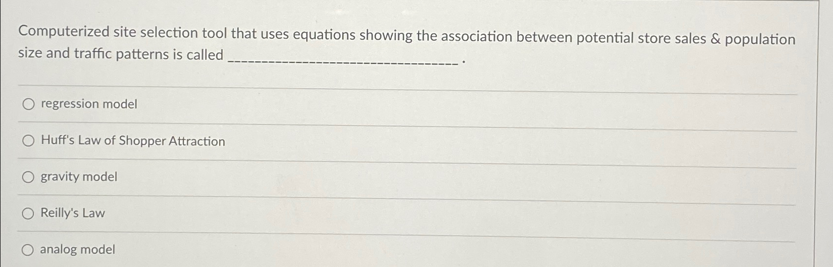 Solved Computerized site selection tool that uses equations | Chegg.com