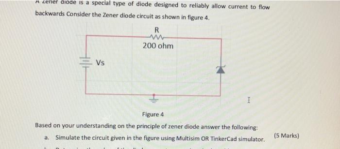 Solved Part 3 Task A (25 Marks) A Zener diode is a special | Chegg.com