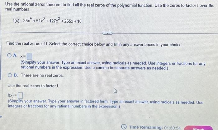 Solved Use the rational zeros theorem to find all the real | Chegg.com