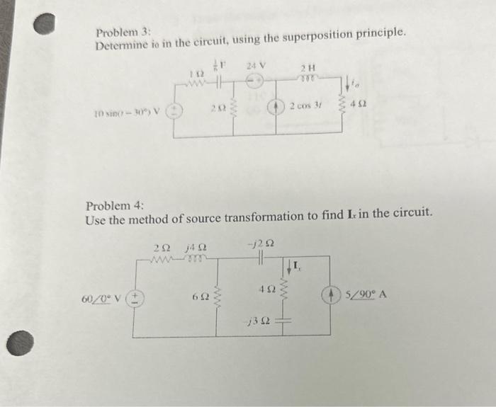 Solved Problem 3: Determine io in the circuit, using the | Chegg.com
