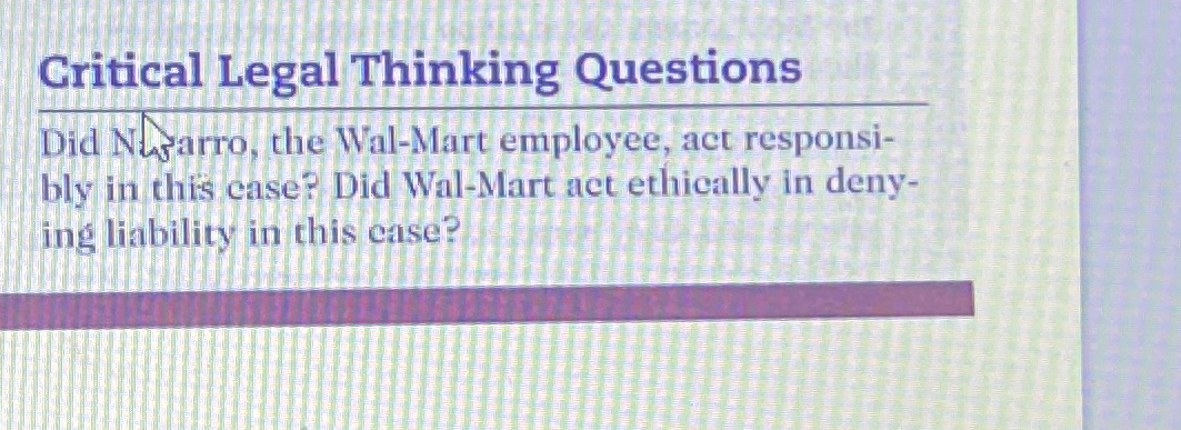 Solved Critical Legal Thinking QuestionsDid NArarro, the | Chegg.com