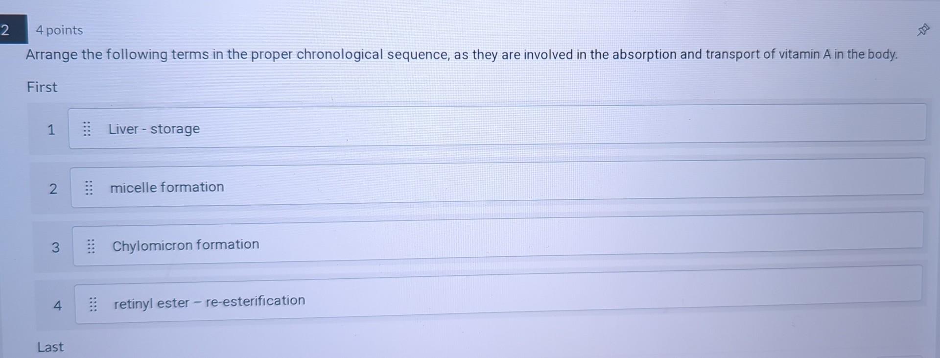 Solved Arrange the following terms in the proper | Chegg.com