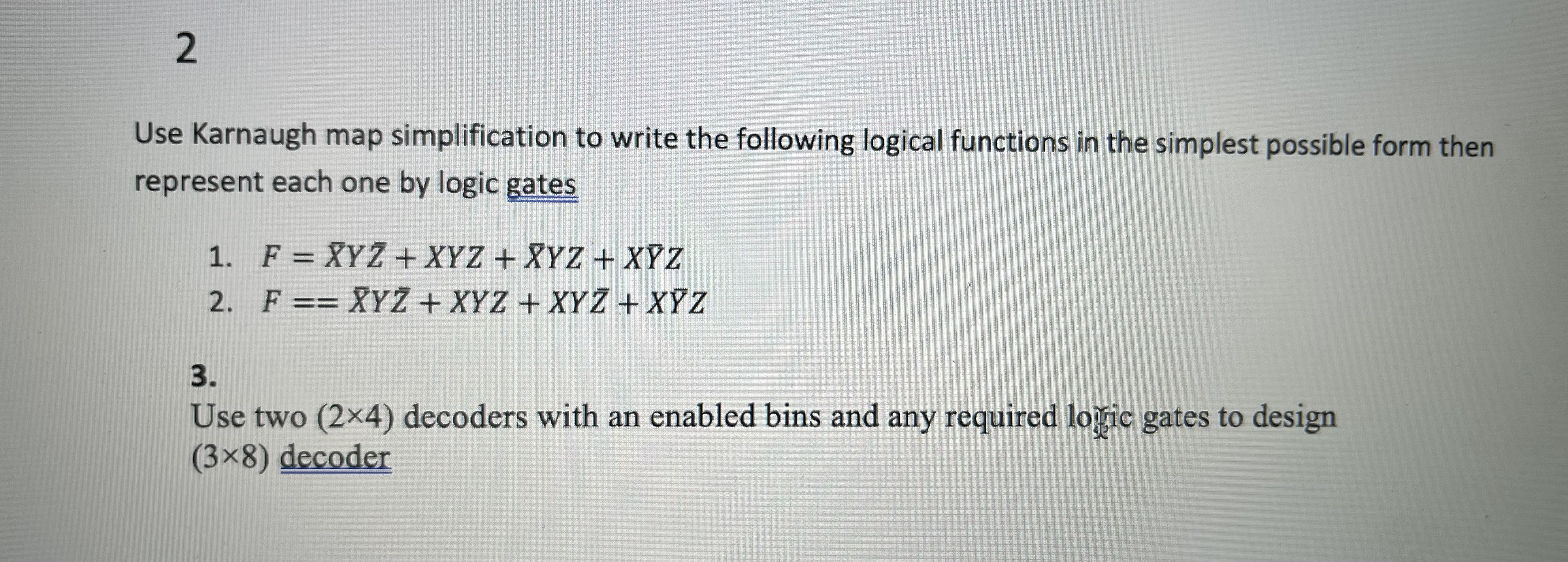 Solved 2Use Karnaugh map simplification to write the | Chegg.com