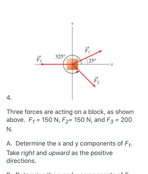 Solved 4. Three forces are acting on a block, as shown | Chegg.com