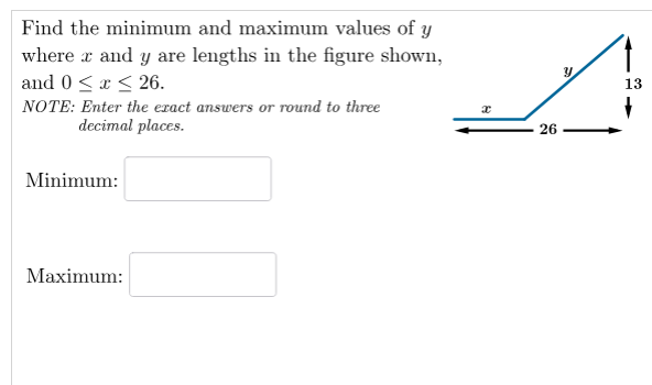 Solved Find the minimum and maximum values of ywhere x ﻿and | Chegg.com
