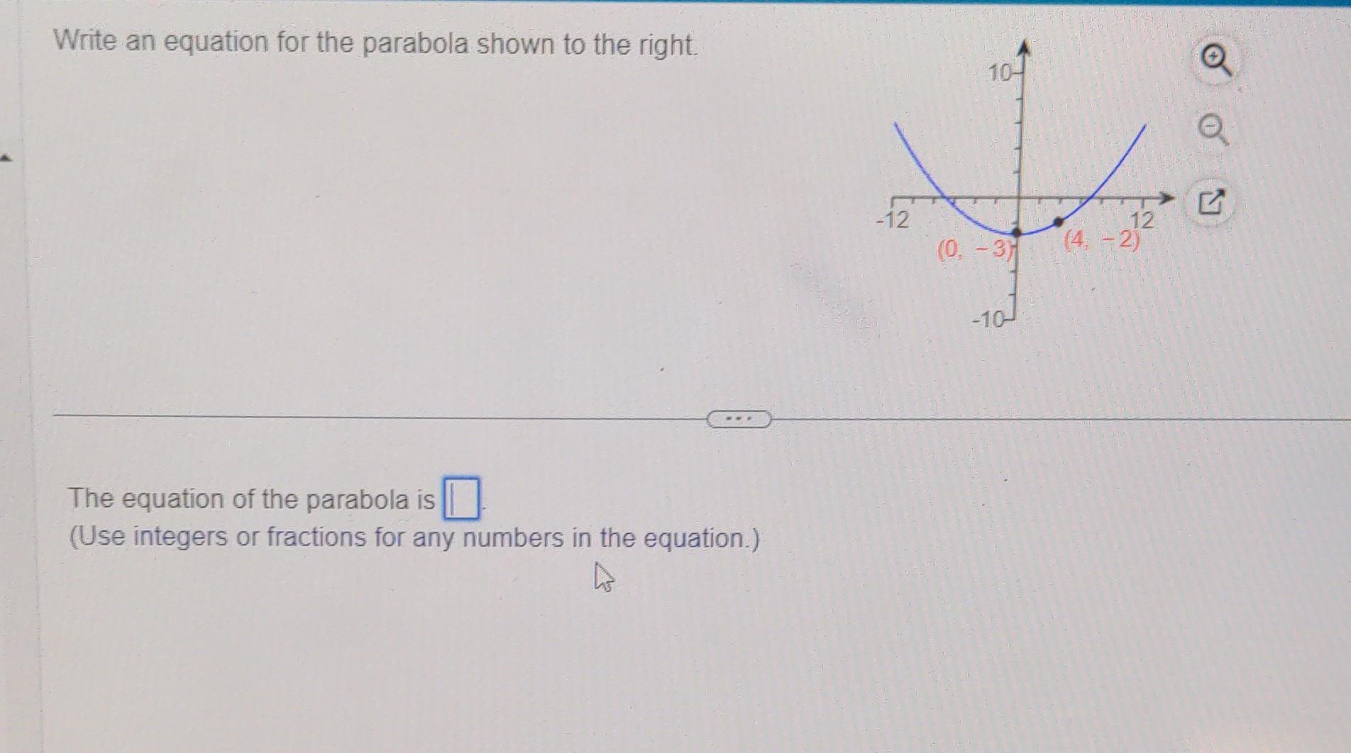 Solved Write an equation for the parabola shown to the | Chegg.com