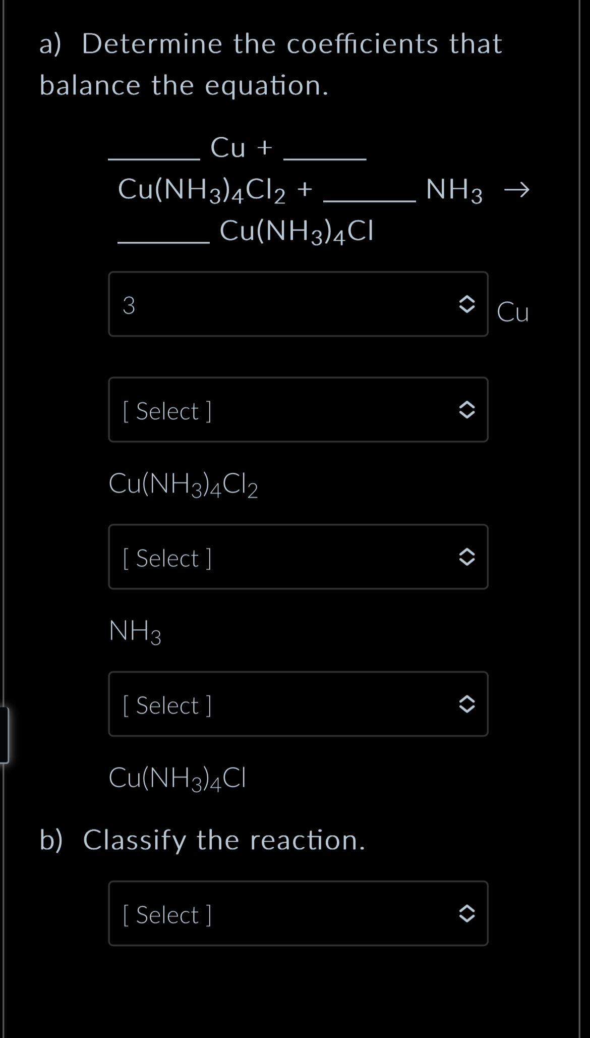 Solved a) ﻿Determine the coefficients that balance the | Chegg.com