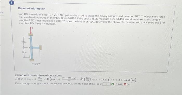 Solved 4 ! Required information Rod BD is made of steel (E = | Chegg.com