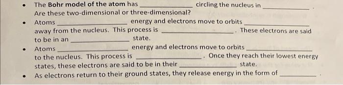 Solved - The Bohr model of the atom has circling the nucleus | Chegg.com