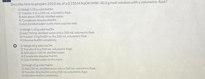 Solved Describe how to prepare 250.0 mL of a | Chegg.com
