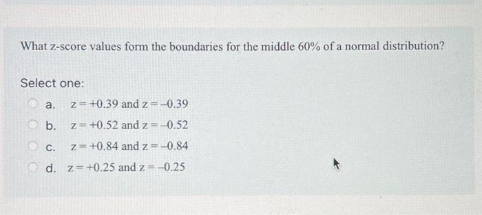 Solved What z-score values form the boundaries for the | Chegg.com