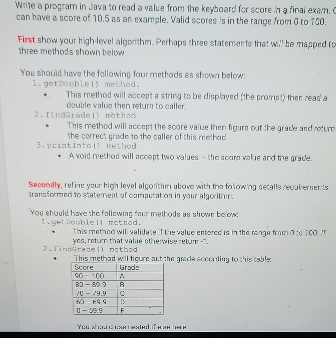 Solved Write a program in Java to read a value from the | Chegg.com