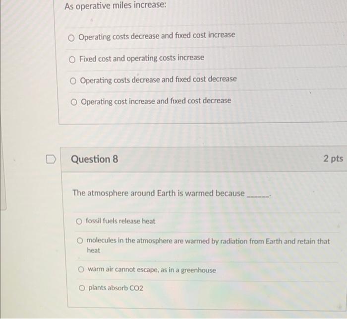 Solved As operative miles increase: Operating costs decrease | Chegg.com