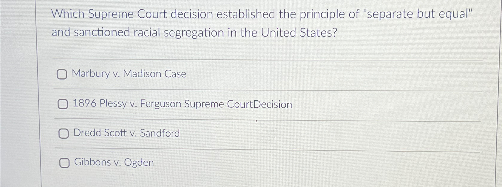 Solved Which Supreme Court decision established the | Chegg.com