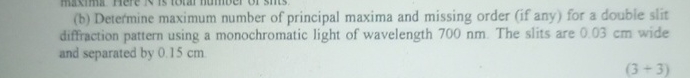 Solved (b) ﻿Determine maximum number of principal maxima and | Chegg.com