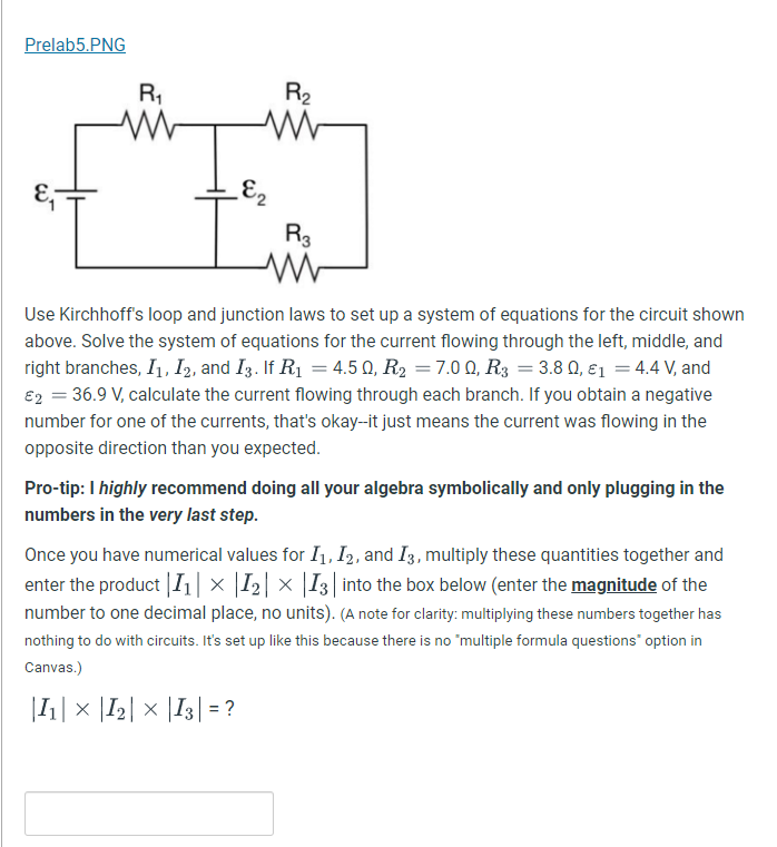 Solved Use Kirchhoff's loop and junction laws to set up a | Chegg.com