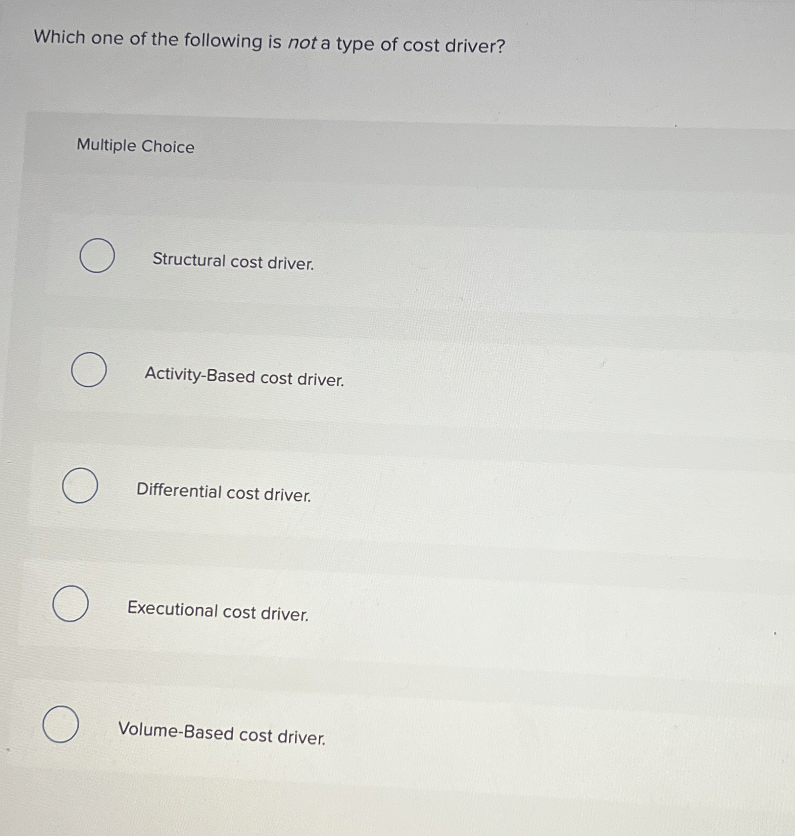 Solved Which one of the following is not a type of cost | Chegg.com