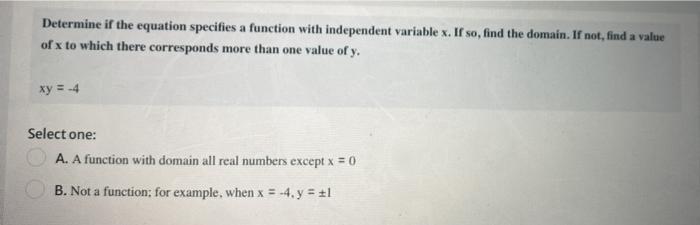 Solved Determine if the equation specifies a function with | Chegg.com