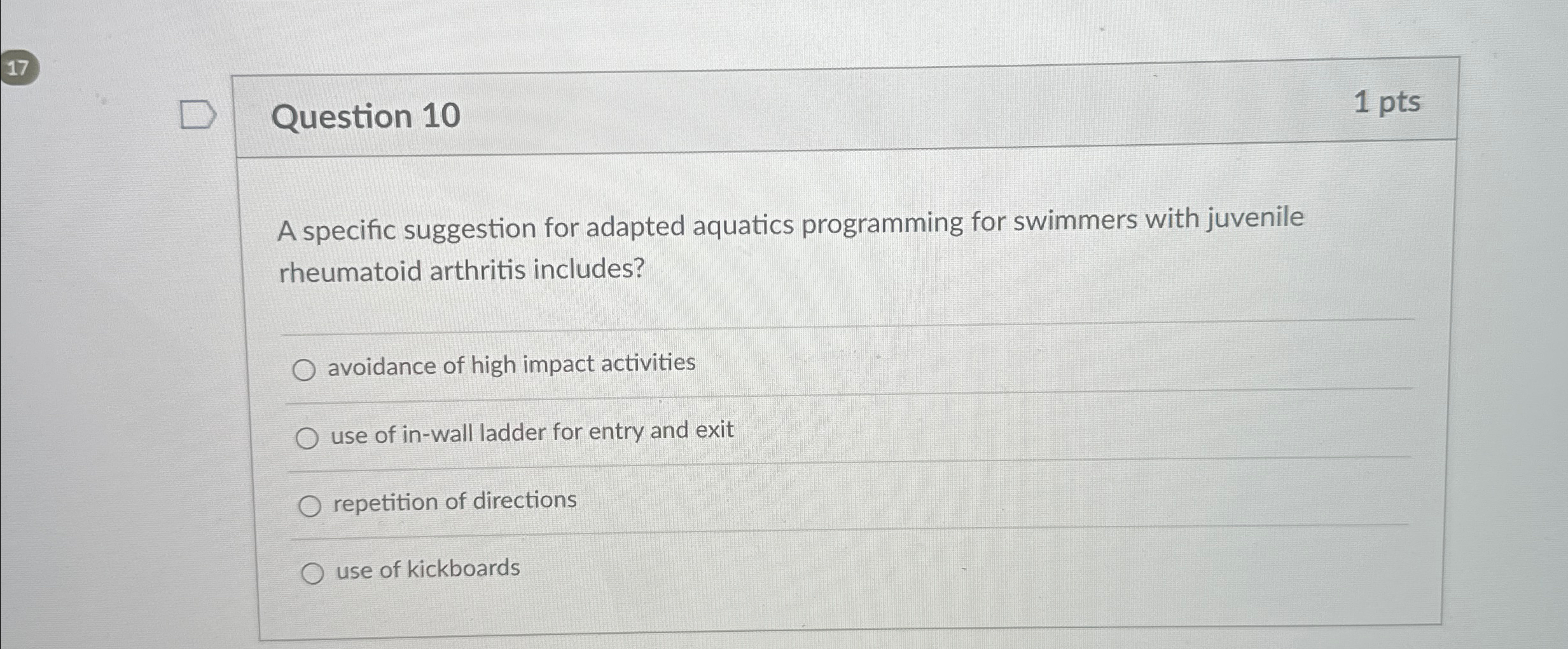 Solved 17Question 101ptsA specific suggestion for adapted | Chegg.com