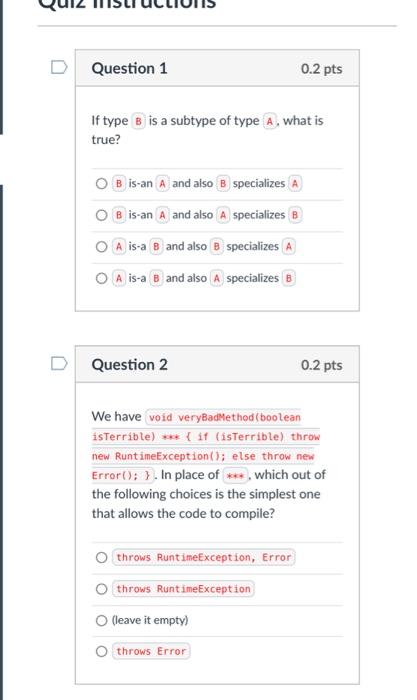 Solved If type is a subtype of type A, what is true? | Chegg.com