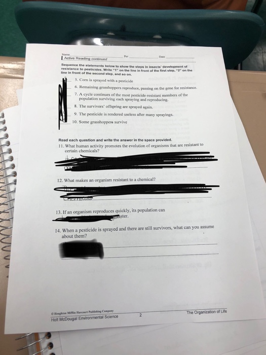 Solved Name | Active Reading continued Per Date Sequence the | Chegg.com