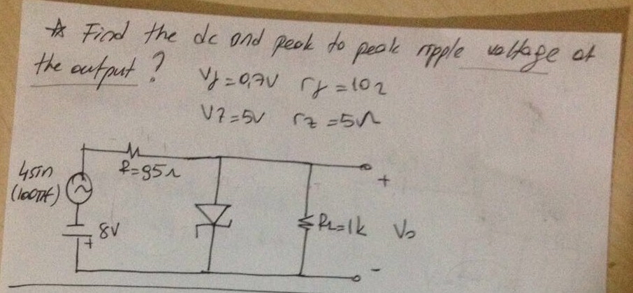 Solved A Find the dc ﻿and peak to peak ripple voltage of the | Chegg.com
