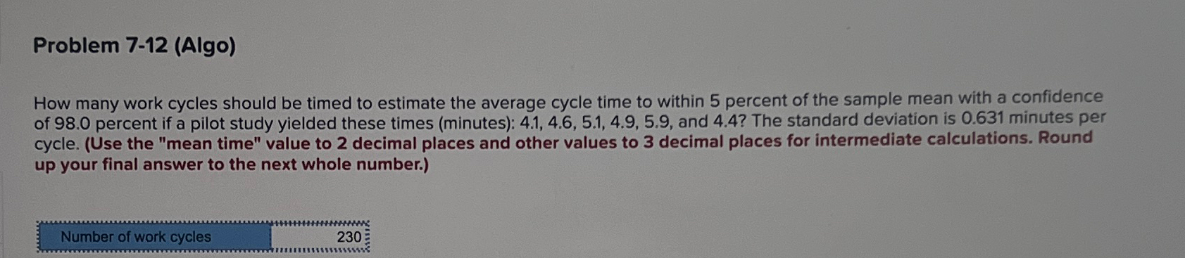 Solved Problem 7-12 (Algo)How many work cycles should be | Chegg.com
