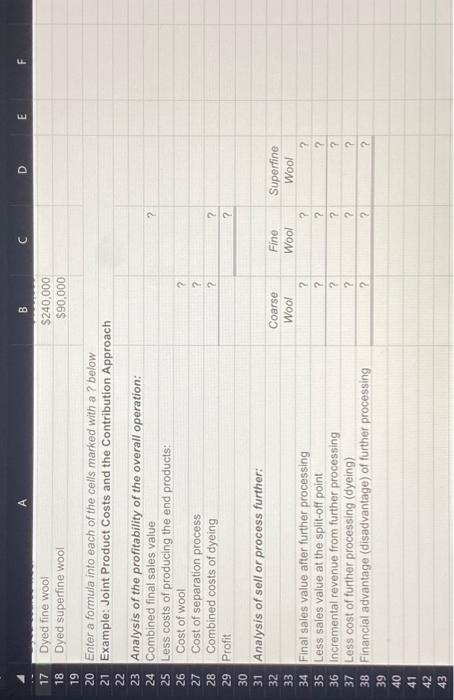Solved please add cell formulas! | Chegg.com