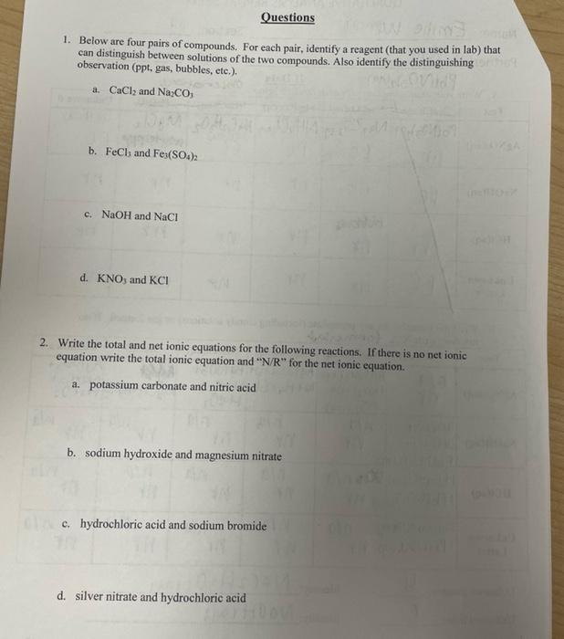 Solved 3. Three colorless solutions in test tubes are in a | Chegg.com