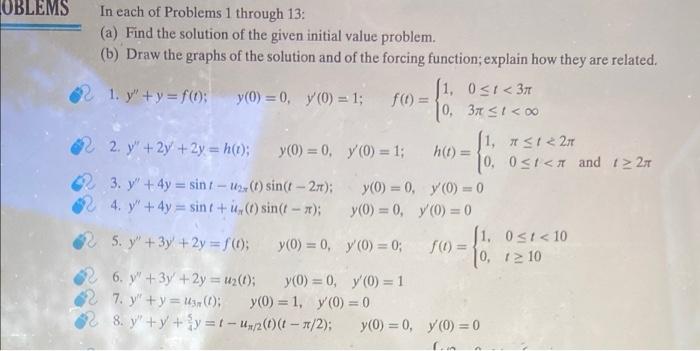 Solved OBLEMS In each of Problems 1 through 13: (a) Find the | Chegg.com