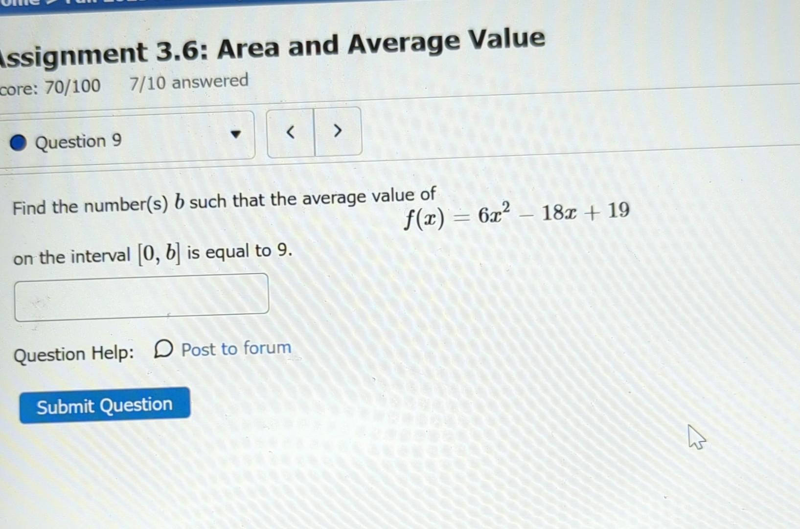 Solved ssignment 3.6: Area and Average Value core: 70/100 | Chegg.com