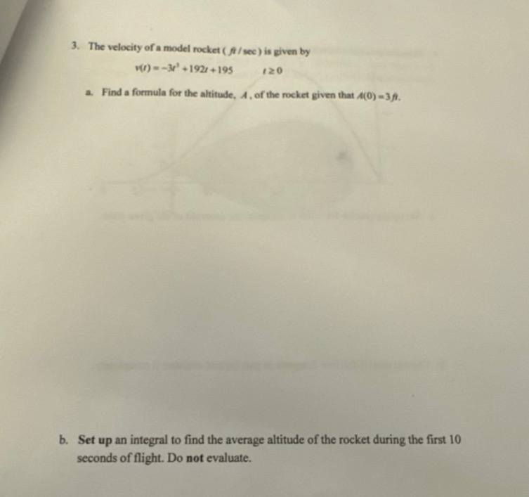 Solved The velocity of a model rocket ( f? /sec) ﻿is given | Chegg.com