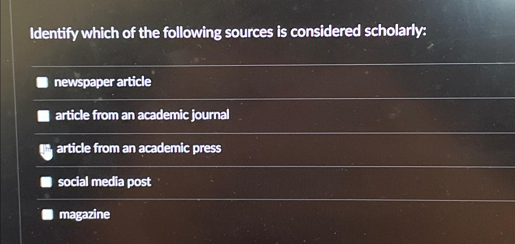 Solved Identify which of the following sources is considered | Chegg.com
