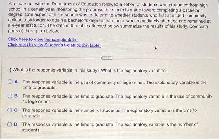 Solved sample dataA researcher with the Department of | Chegg.com