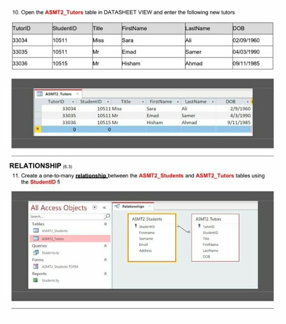 Solved MS access example project, with complete screenshots | Chegg.com
