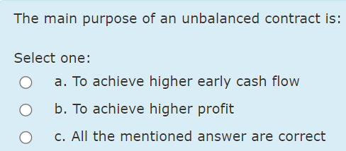 Solved The main purpose of an unbalanced contract is:Select | Chegg.com