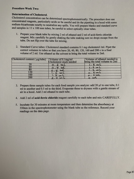 Solved Experiment 9: Lipids This two-week lab will | Chegg.com
