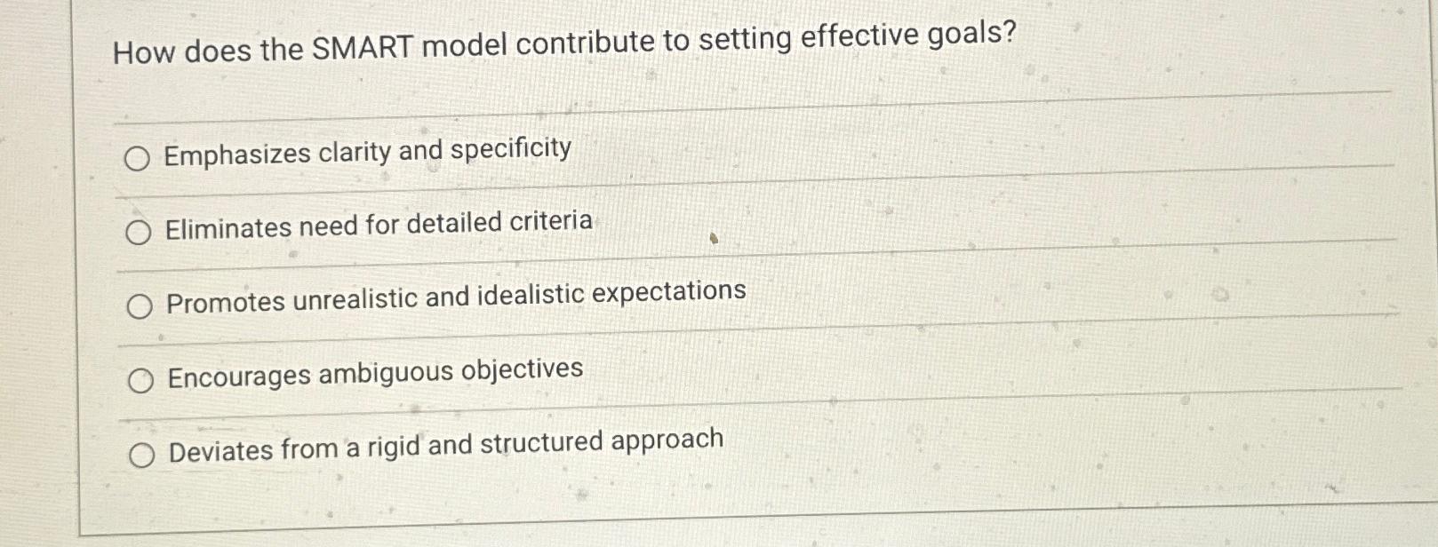 Solved How does the SMART model contribute to setting | Chegg.com