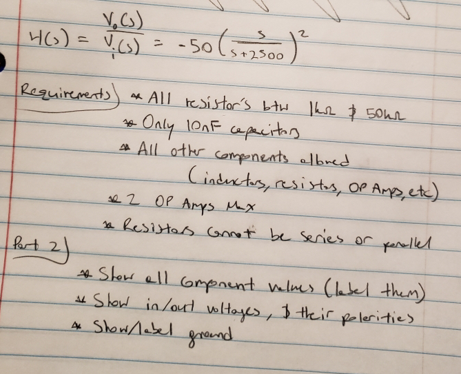 H(s)=V0(s)Vi(s)=-50(ss+2500)2Requirements) ﻿All | Chegg.com