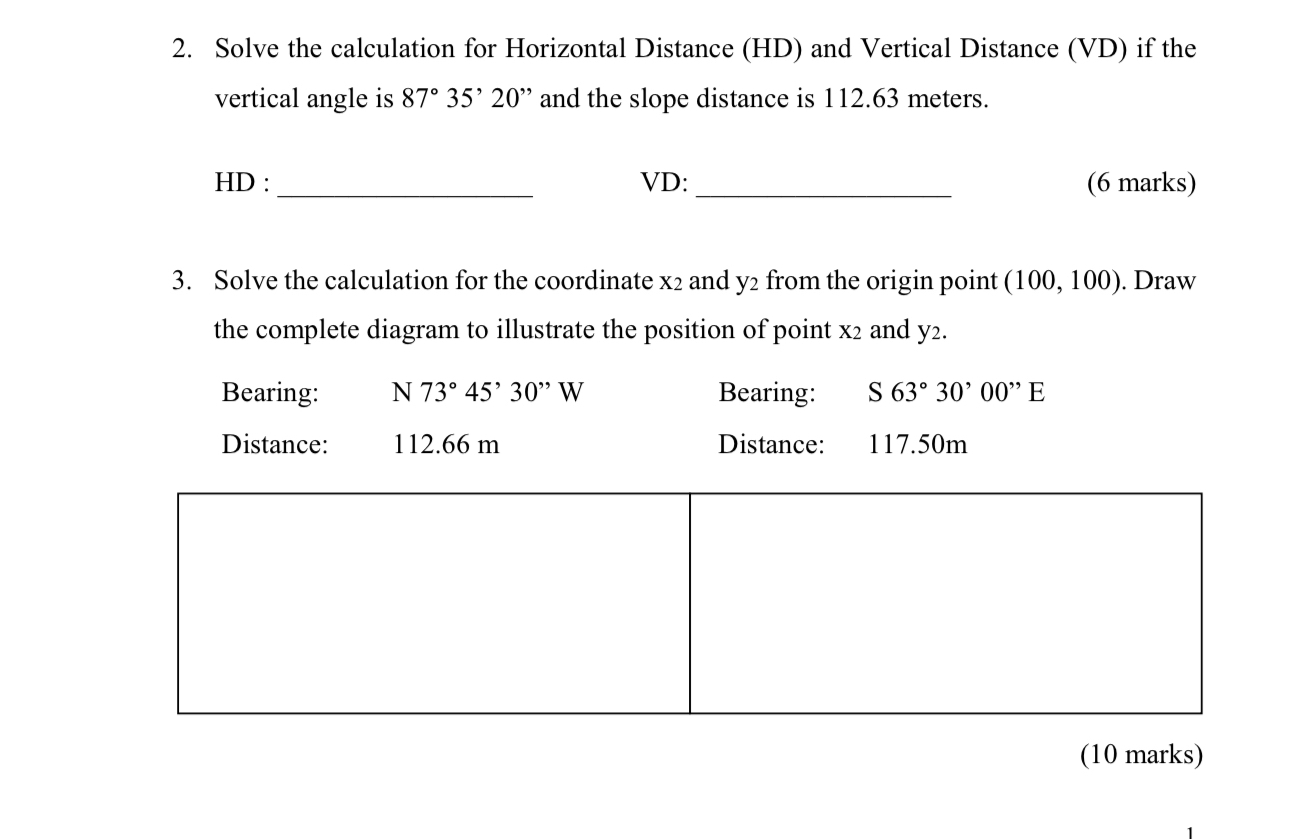 Solved Solve the calculation for Horizontal Distance (HD) | Chegg.com