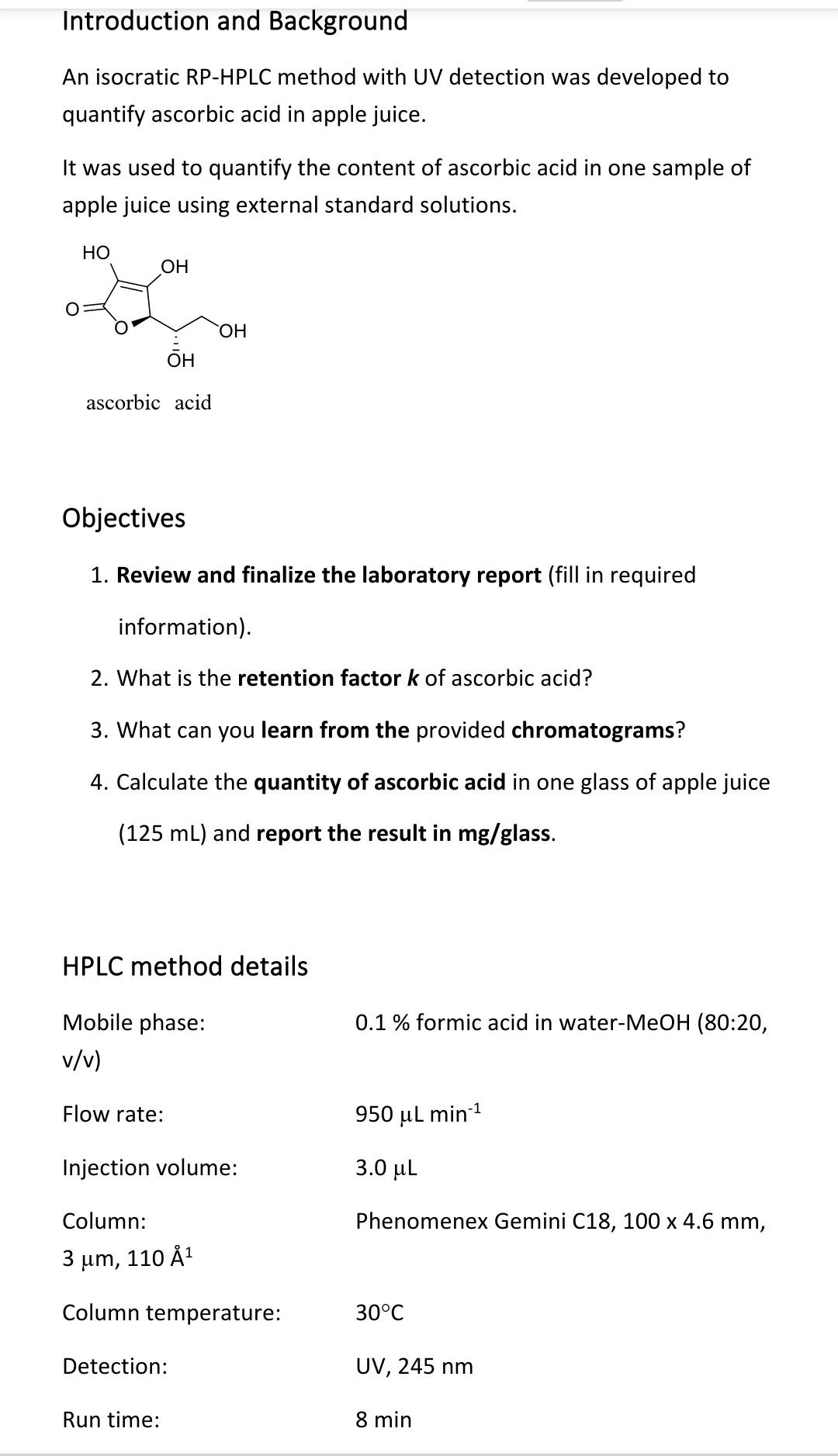 Solved Introduction and Background An isocratic RP-HPLC | Chegg.com