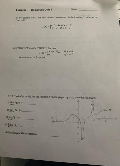 Solved Calculus 1 - Homework Quiz 2 Name 2.59** (similar to | Chegg.com