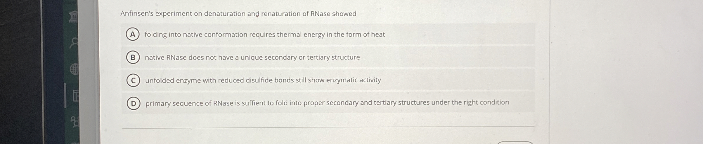 Solved Anfinsen's experiment on denaturation and | Chegg.com