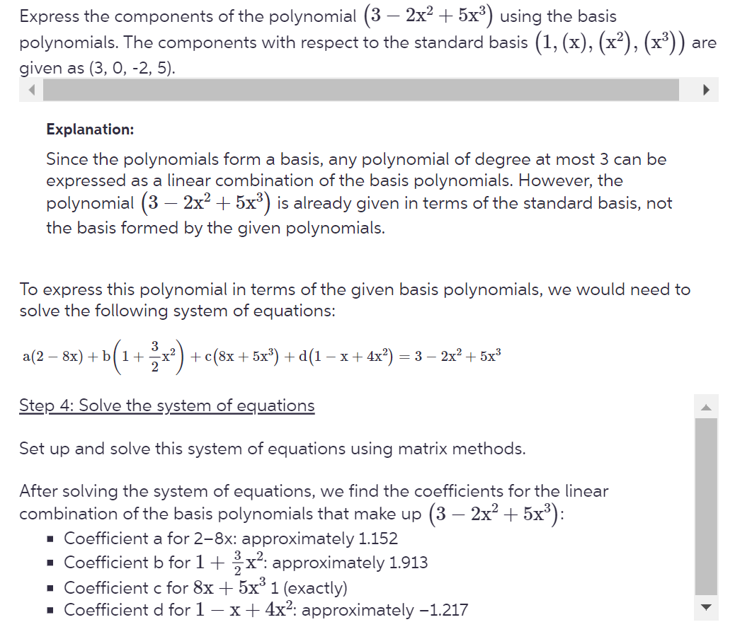 Solved polynomials. The components with respect to the | Chegg.com